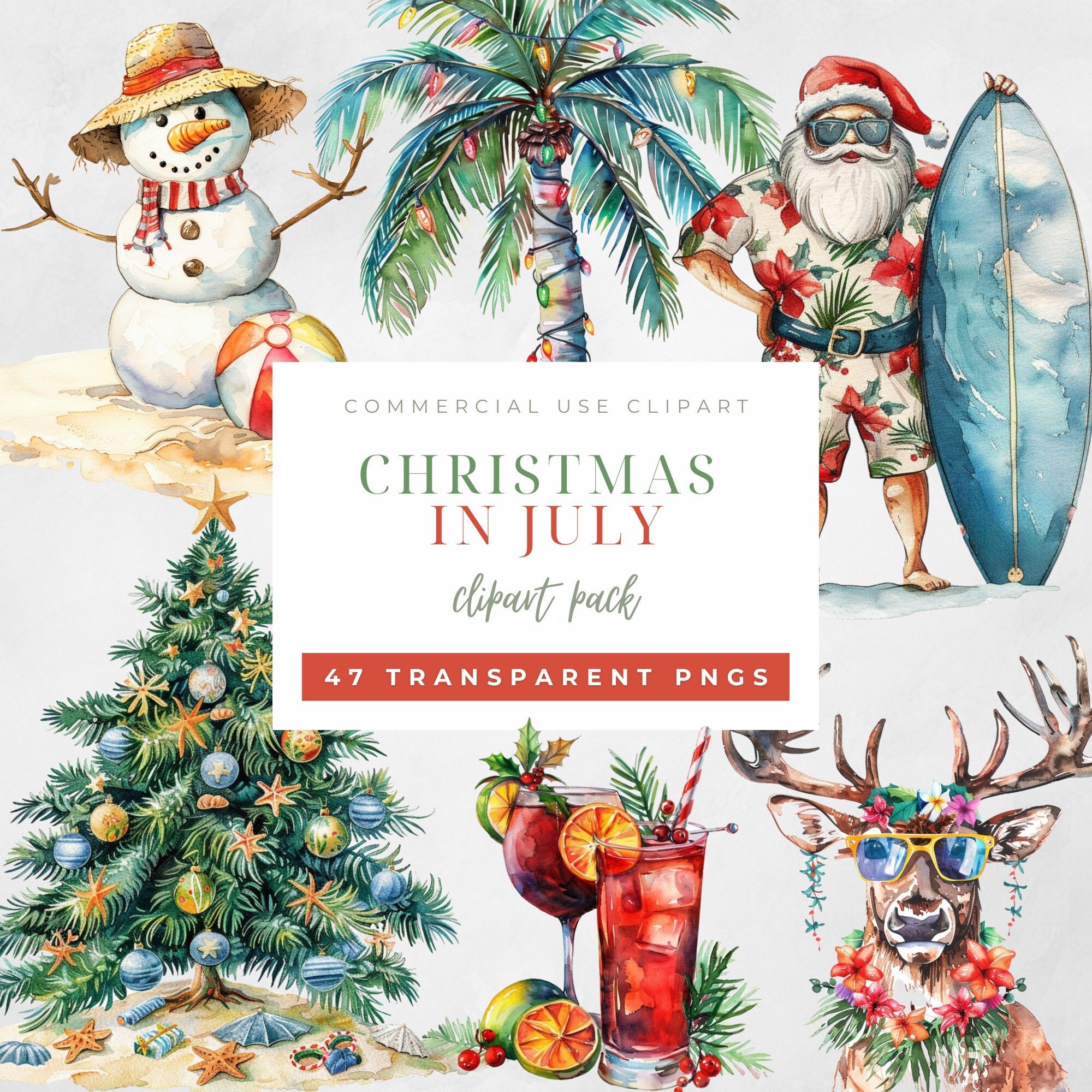 Summer Christmas in July PNG Clipart Beach Tropical Holiday Santa ...