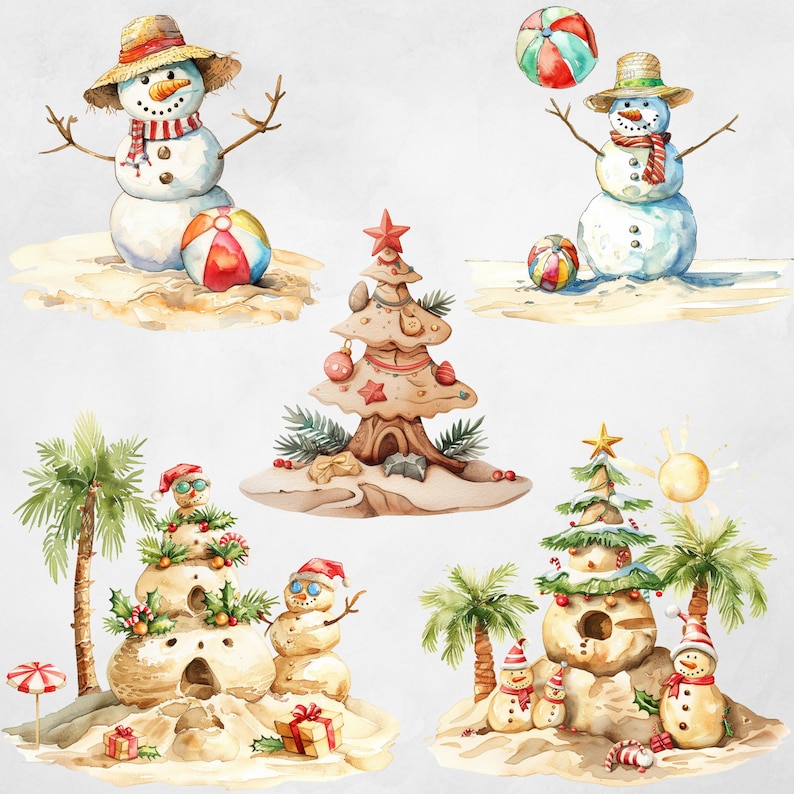 Summer Christmas in July PNG Clipart Beach Tropical Holiday Santa ...