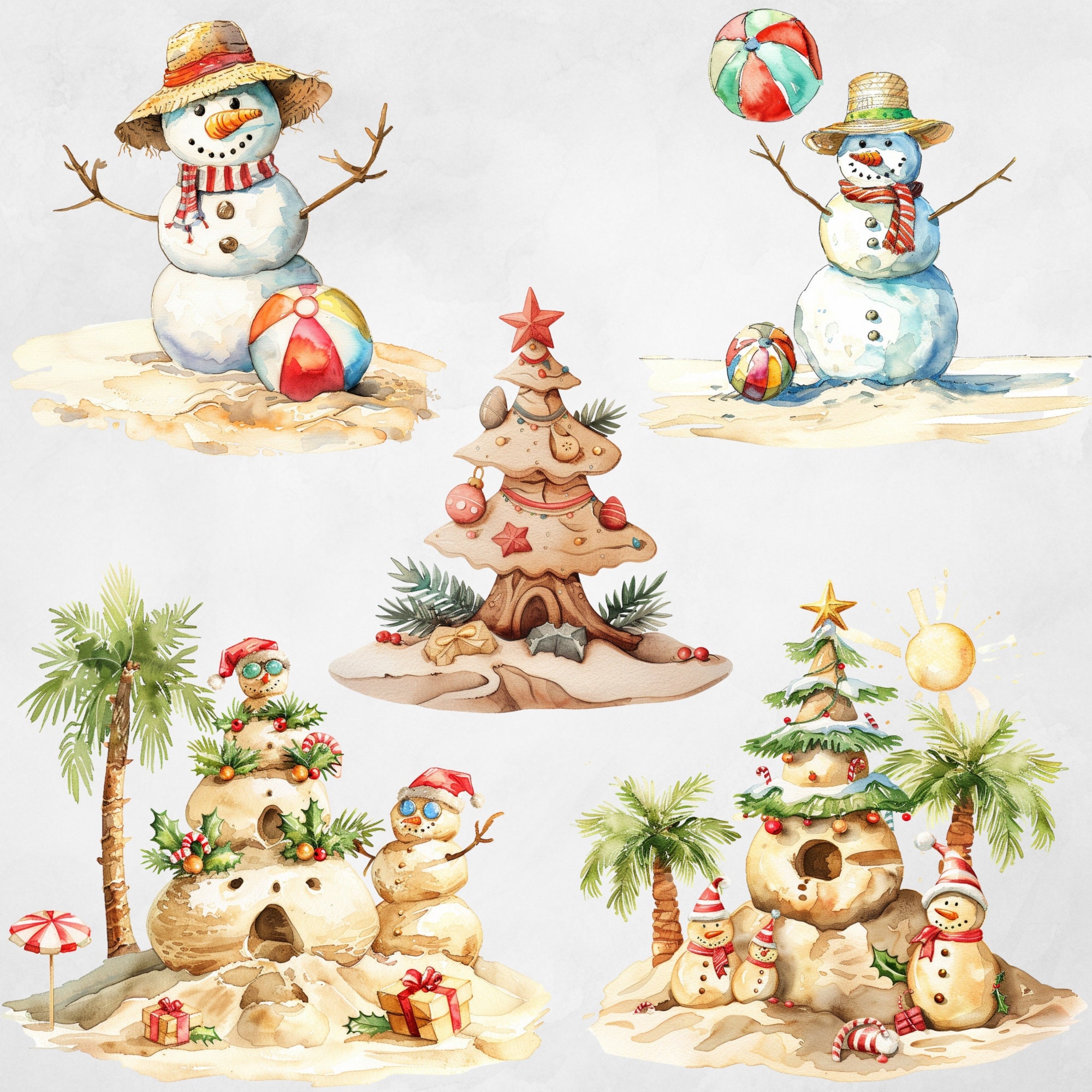 Summer Christmas in July PNG Clipart Beach Tropical Holiday Santa ...