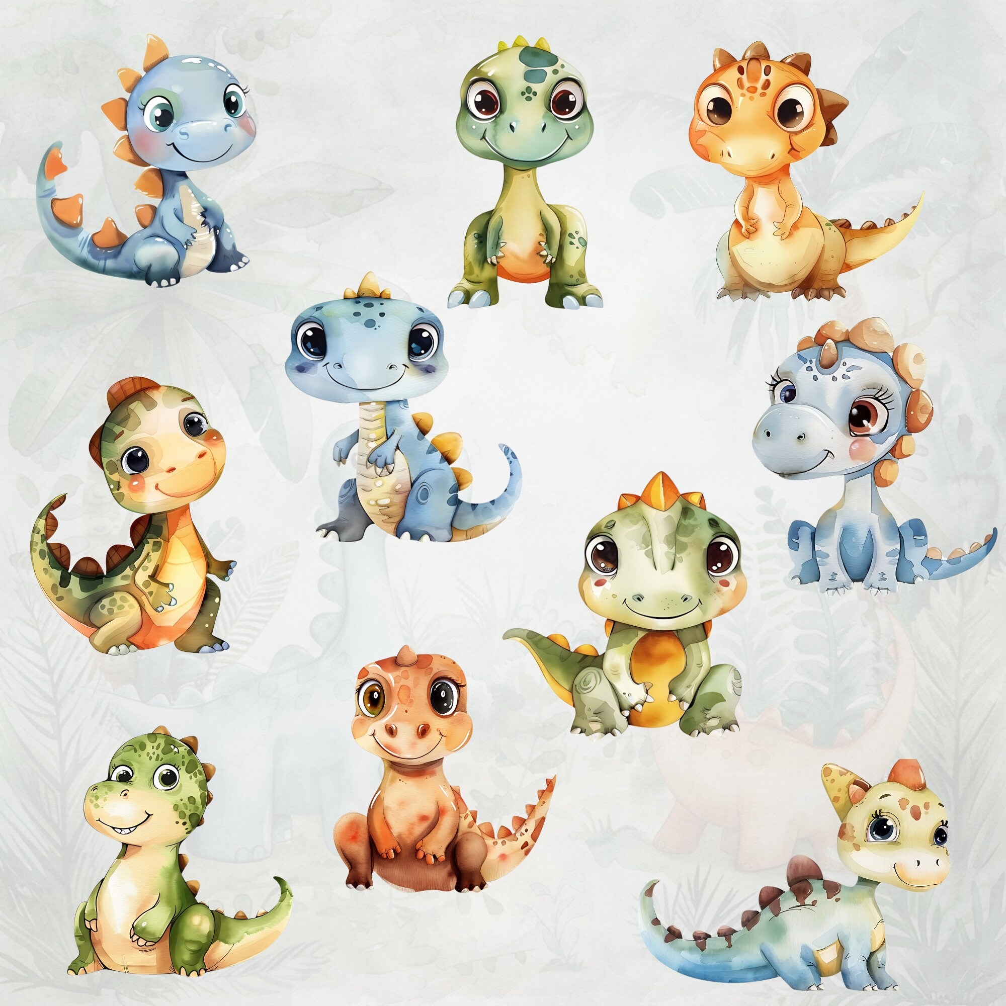 Baby Dinosaur Watercolor Clipart PNG Cute Dino Baby Shower Birthday ...