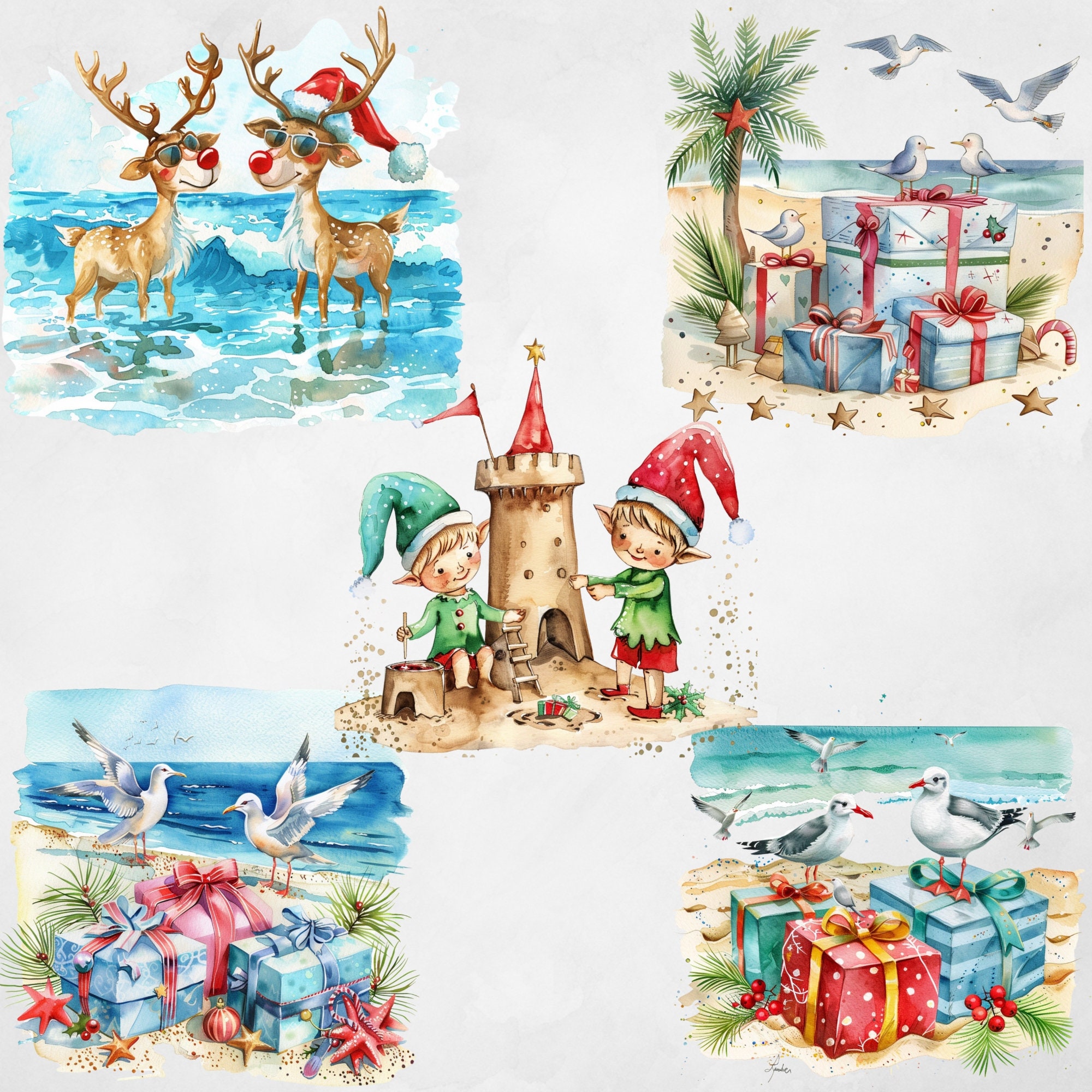 Summer Christmas in July PNG Clipart Beach Tropical Holiday Santa ...