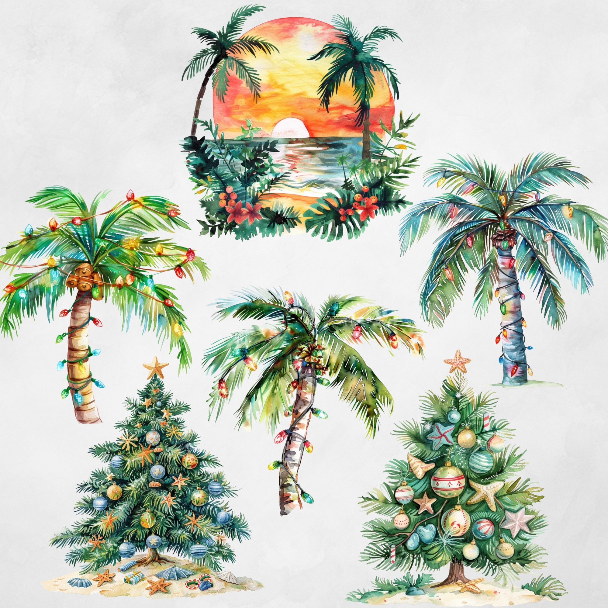 Summer Christmas in July PNG Clipart Beach Tropical Holiday Santa ...