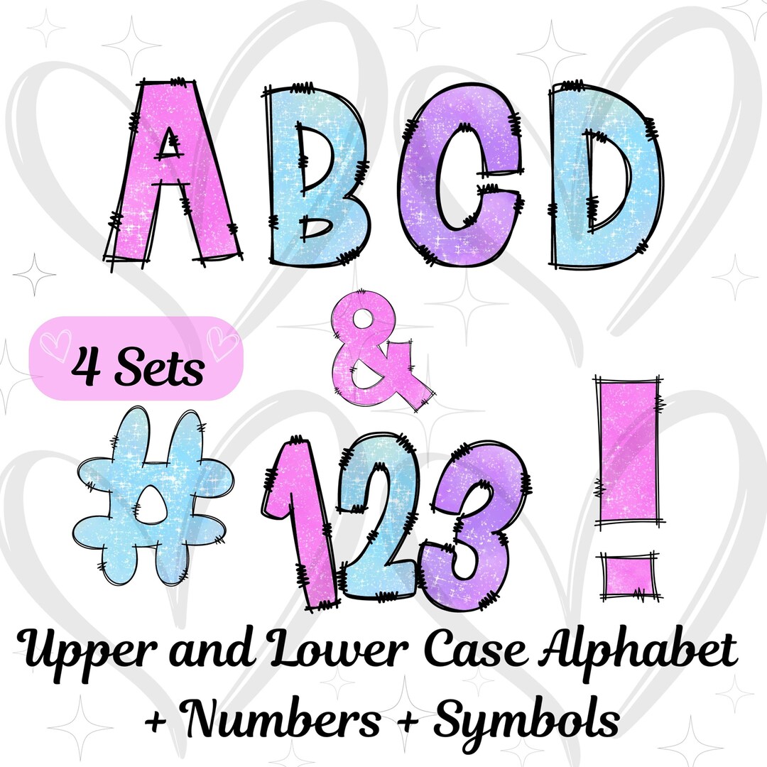Sparkle Alpha Doodle Bundle Glitter Letters Numbers Symbols PNG Set ...