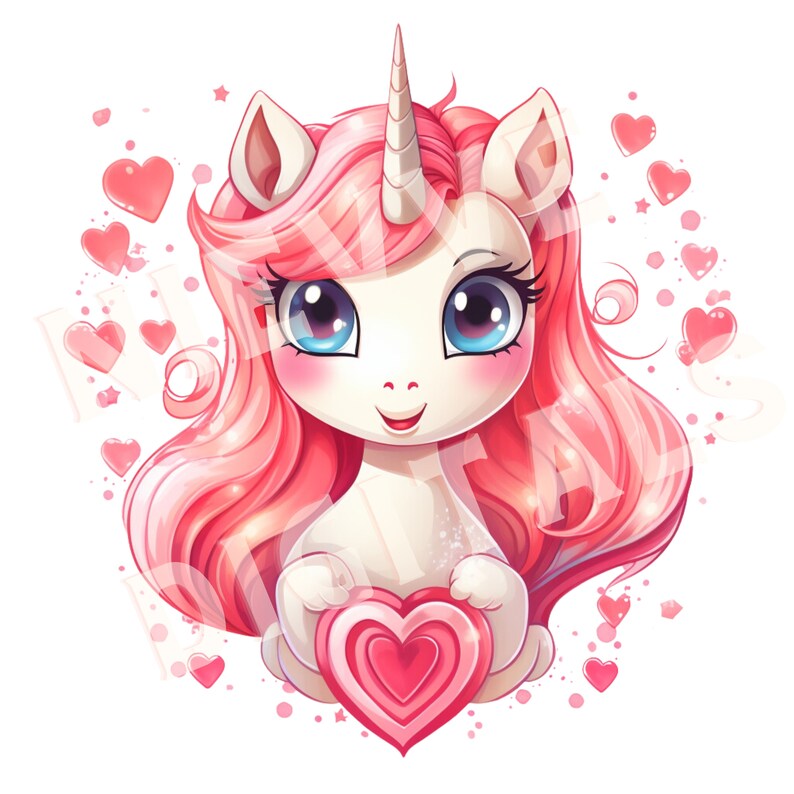 Valentines Day Unicorn PNG Background Watercolor Unicorn Digital Paper ...