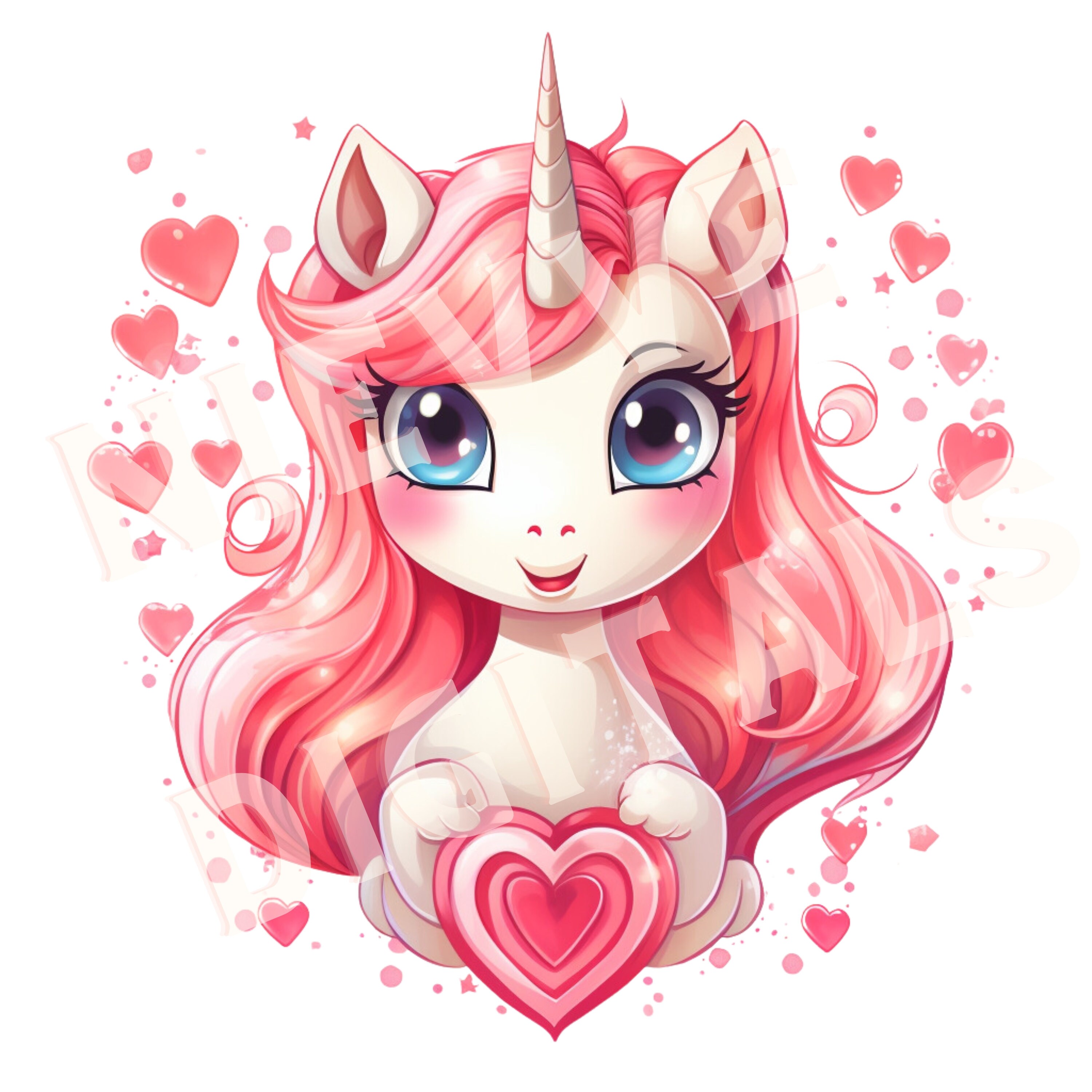 Valentines Day Unicorn PNG Background Watercolor Unicorn Digital Paper ...
