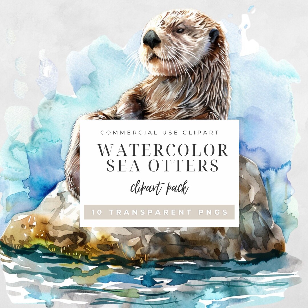Sea Otter Clipart Watercolor Ocean Sea Animals Creature PNG Bundle Set ...