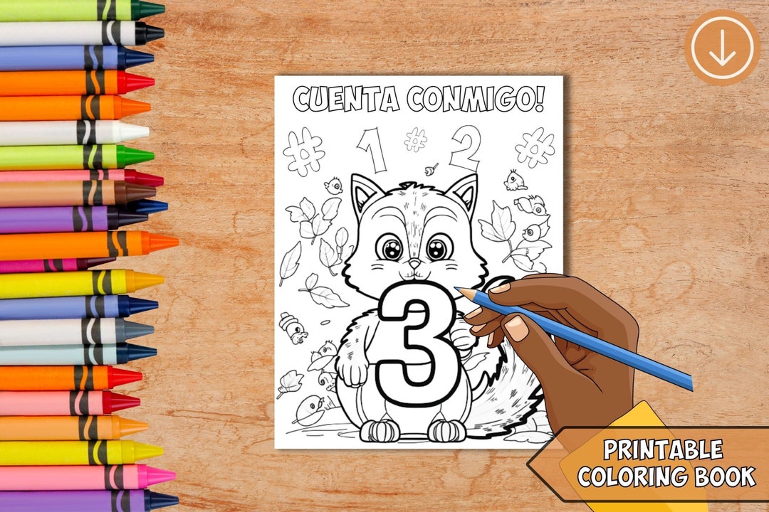 Cuenta Conmigo Spanish Number Coloring Book Preschool Learning Coloring ...