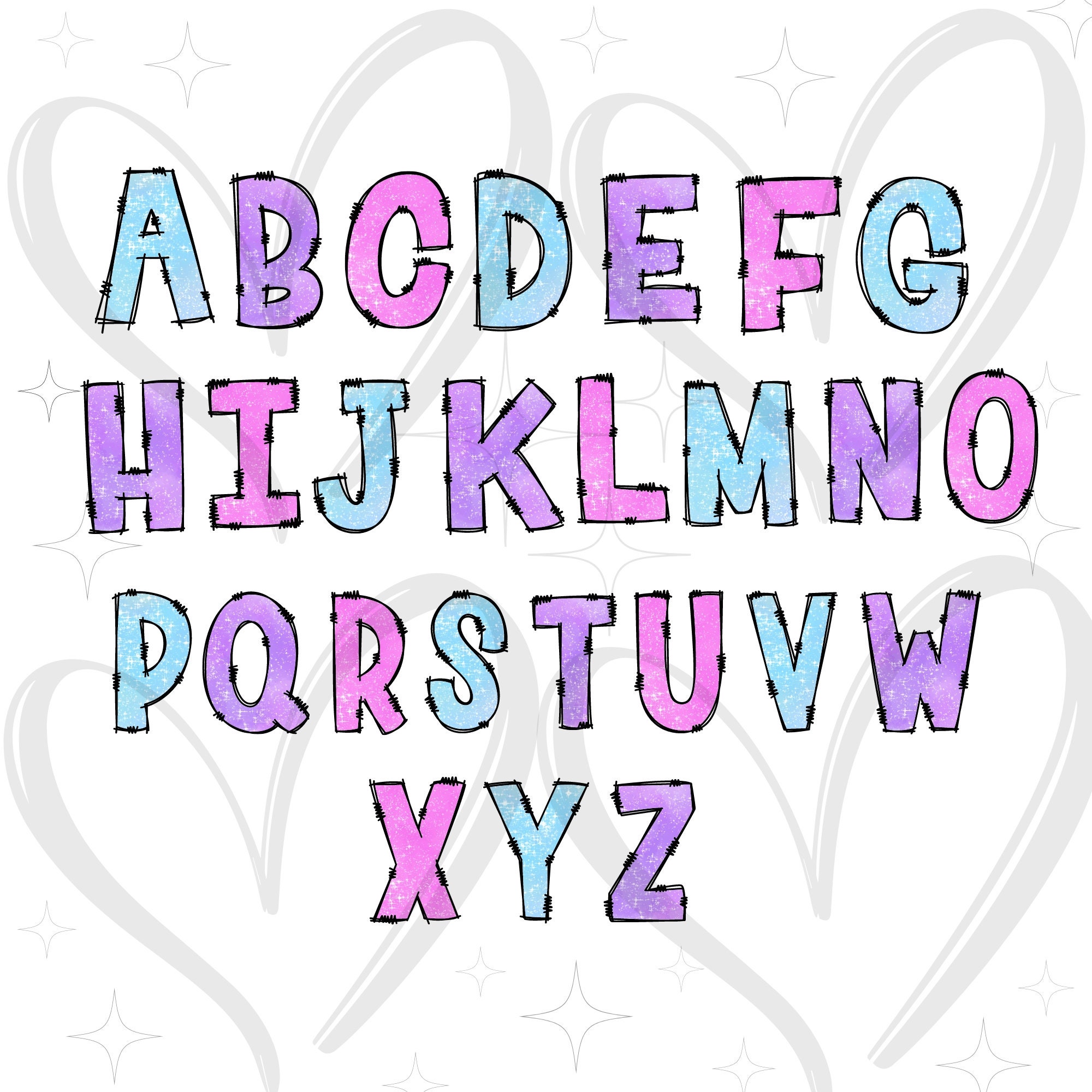 Sparkle Alpha Doodle Bundle Glitter Letters Numbers Symbols PNG Set ...