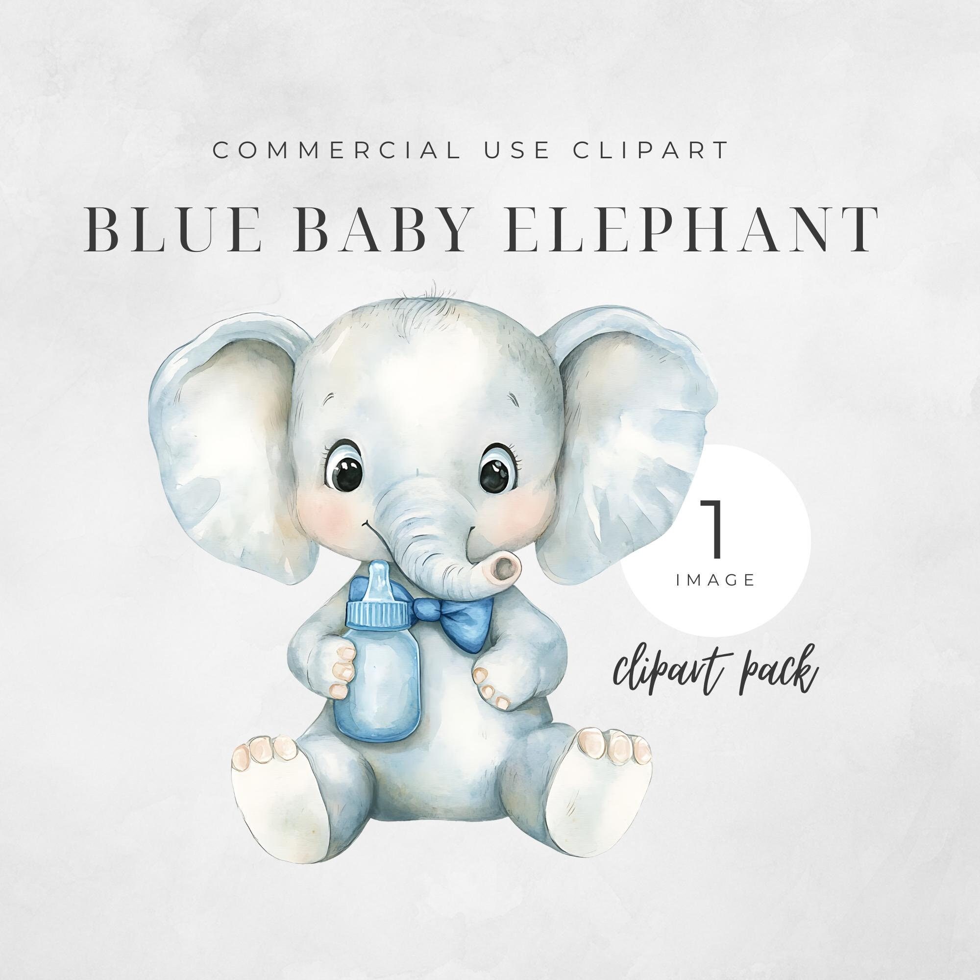 Elephant Baby Bottle Clipart One Single Digital Image Blue Boy Baby ...