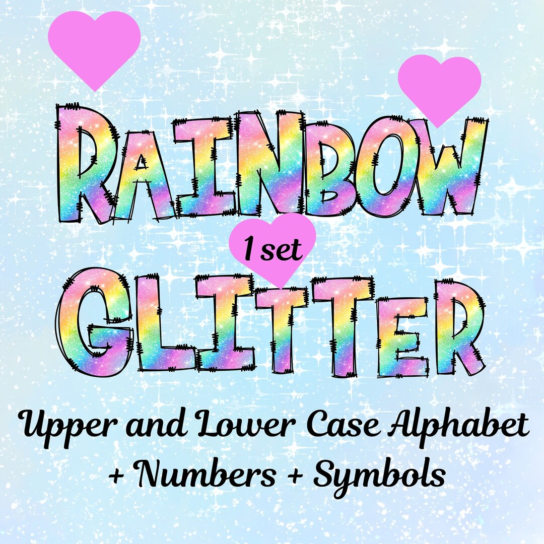 Rainbow Glitter Sparkle Doodle Alphabet Letters Numbers Symbols Glitter ...
