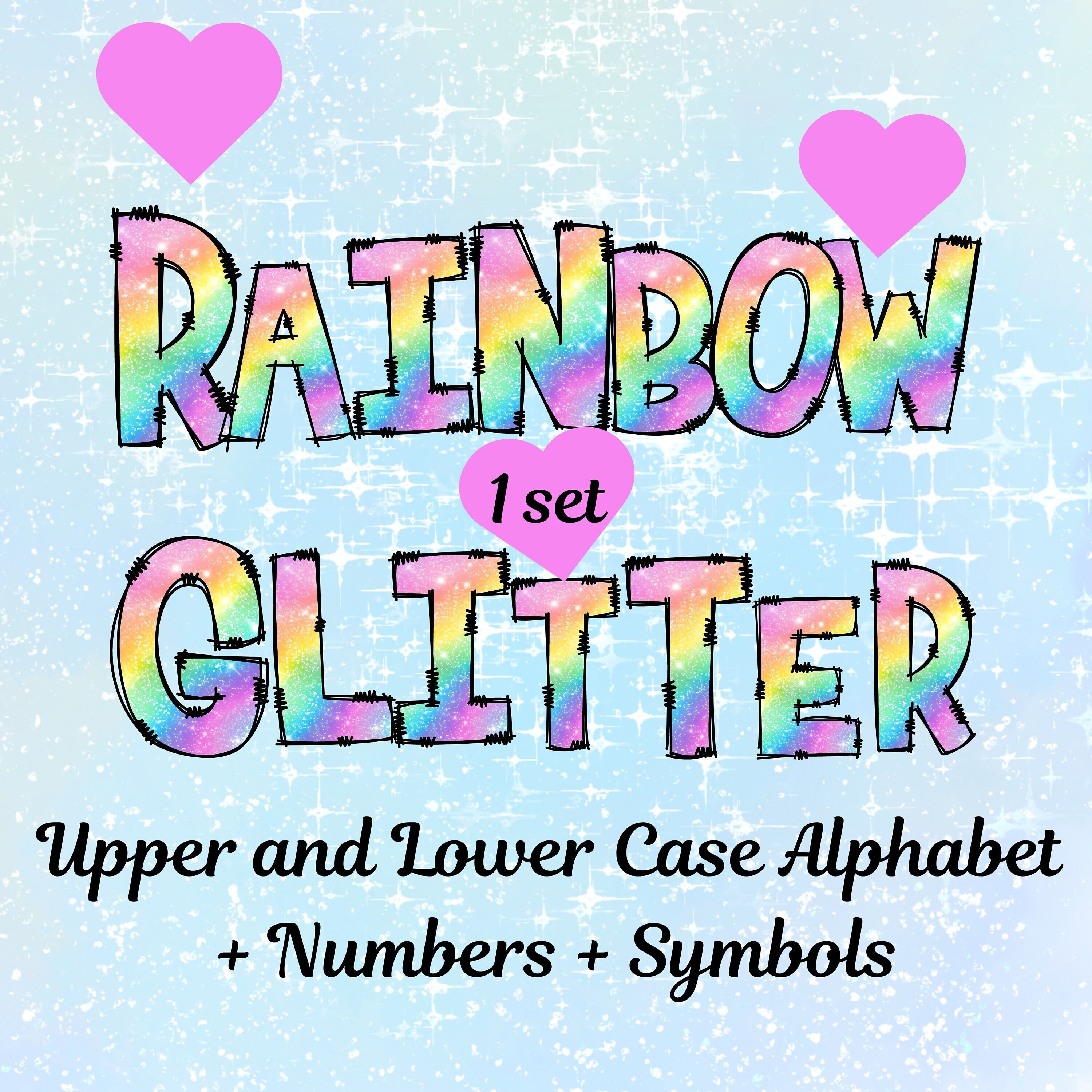 Rainbow Glitter Sparkle Doodle Alphabet Letters Numbers Symbols Glitter ...