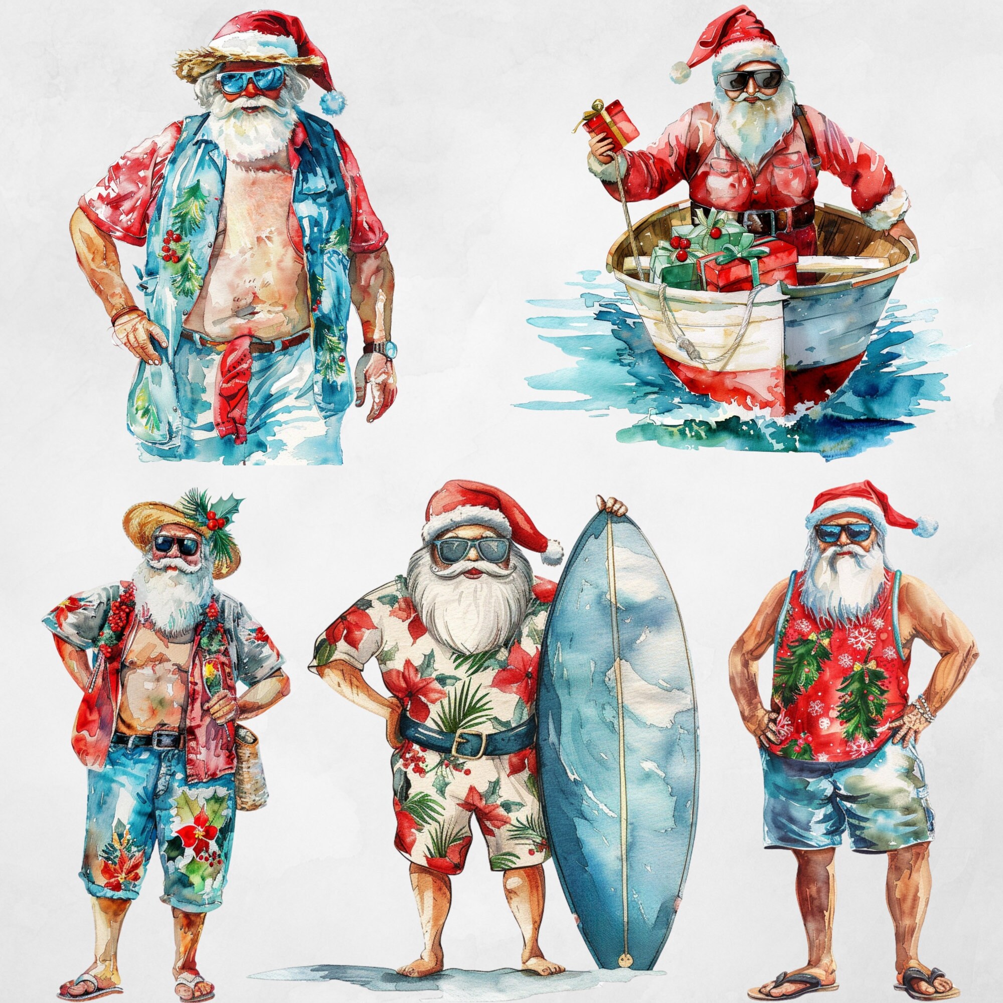 Summer Christmas in July PNG Clipart Beach Tropical Holiday Santa ...