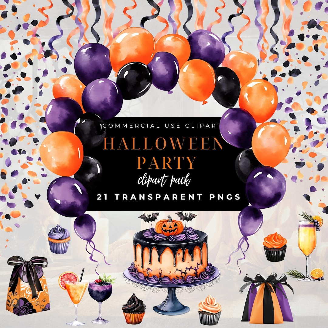 Halloween Party Clipart PNG October Birthday Celebration Decor Baby ...
