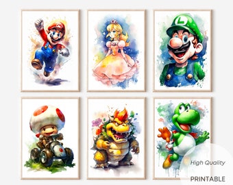 Super Mario Bros Poster Printable Digital Prints Wall Art Home Decor ...