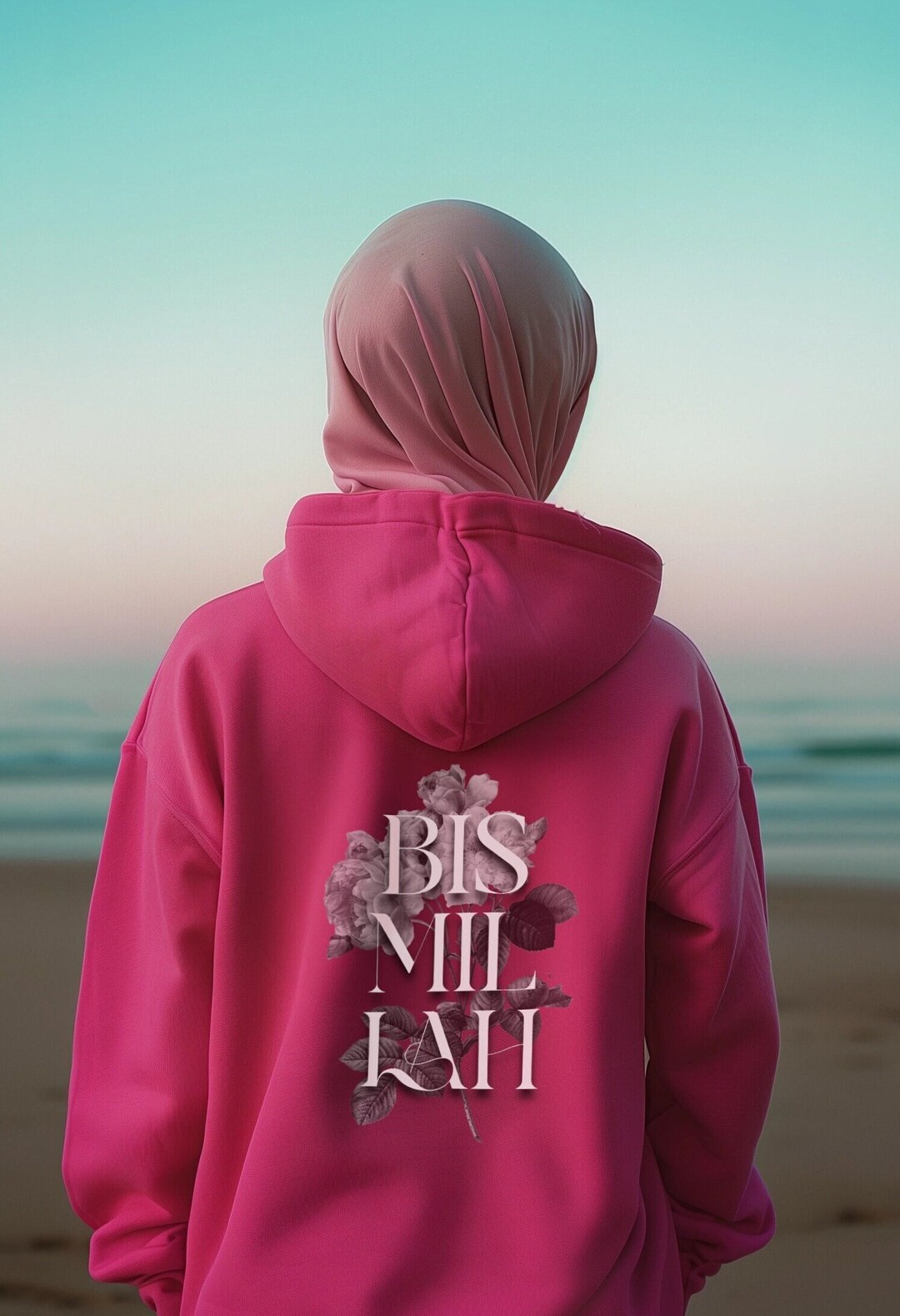 Muslim Hoodie Floral Eid Gift Ramadan Islamic Print Calligraphy Arabic ...