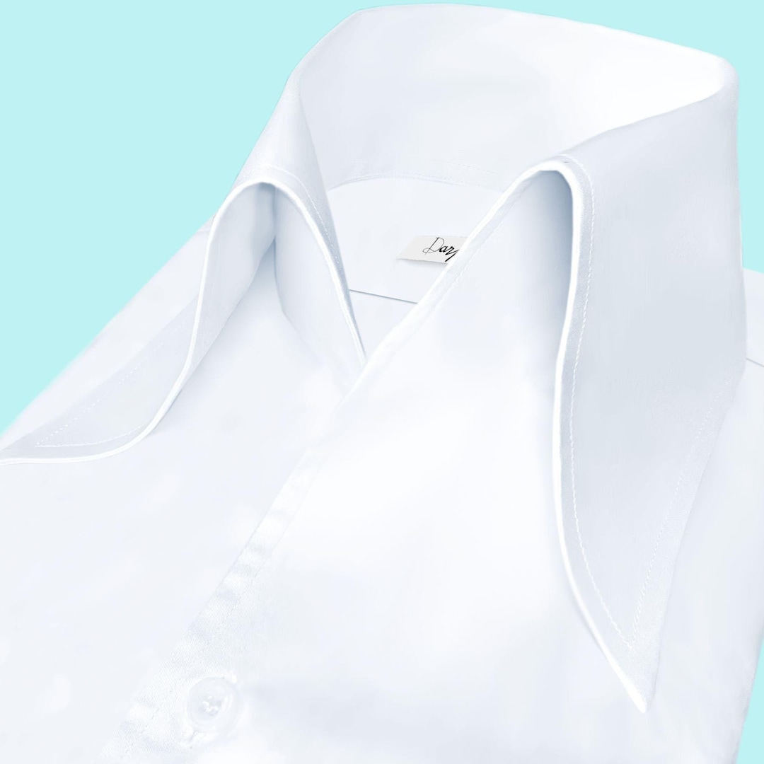 One Piece Cooper Collar Shirt for Men's Long Pointed Button up ...