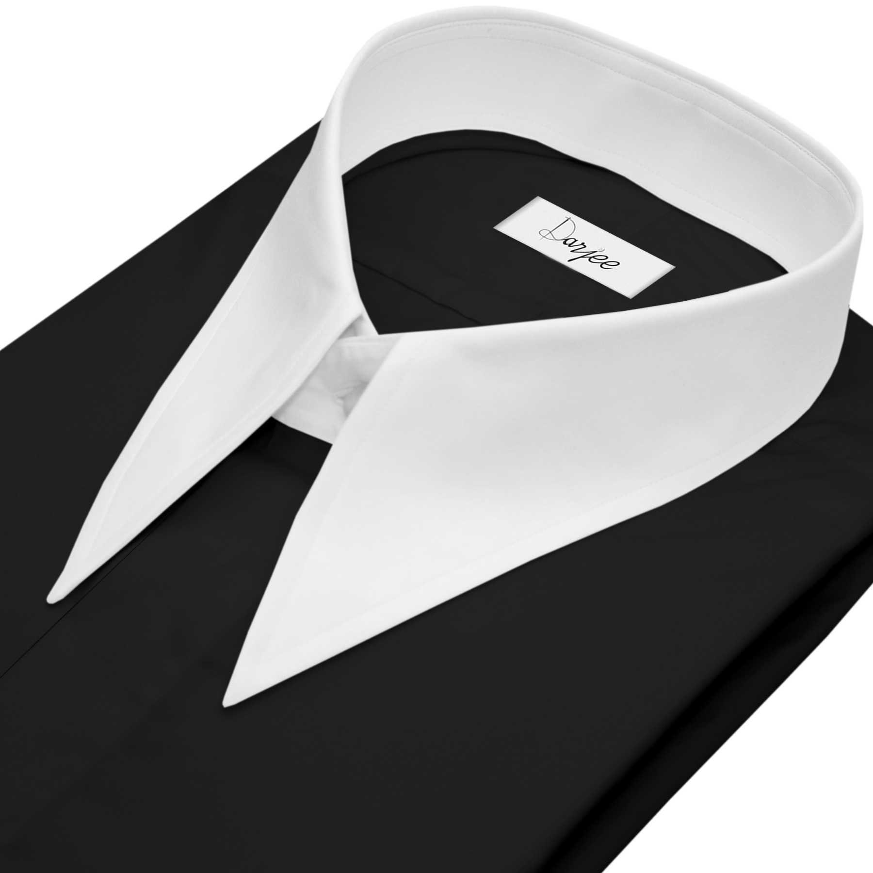 Party Wear Black Men Shirt Long Pointed Collar Vintage Spear Cotton Dress Shirt Gift for Him ...