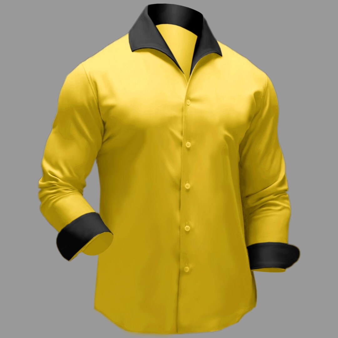 One Piece Yellow Cooper Collar Men Shirt Open Lapel Tailored Shirt ...