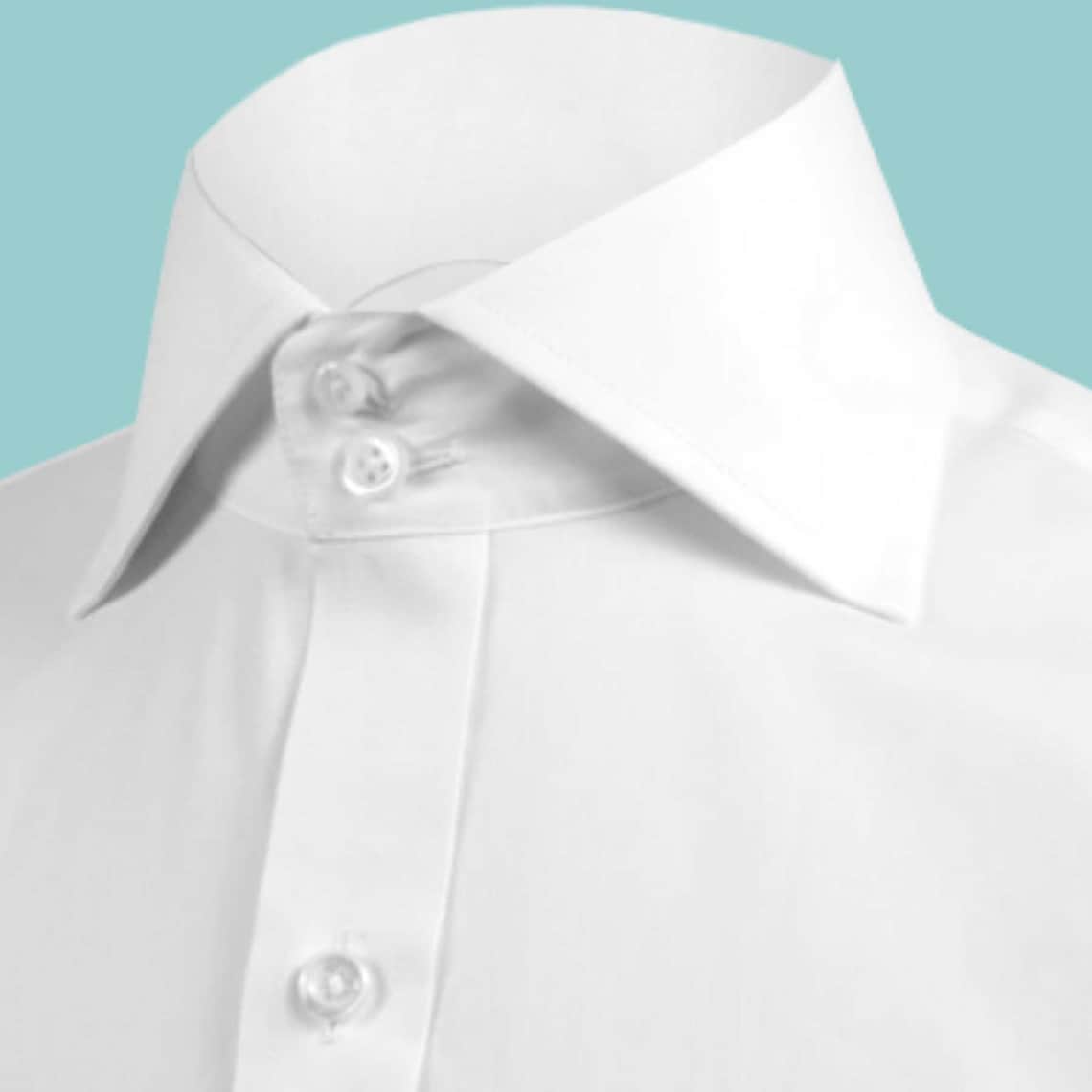 Spread High Collar Shirt Gift for Men 2 Buttons on Stiff High Neck ...