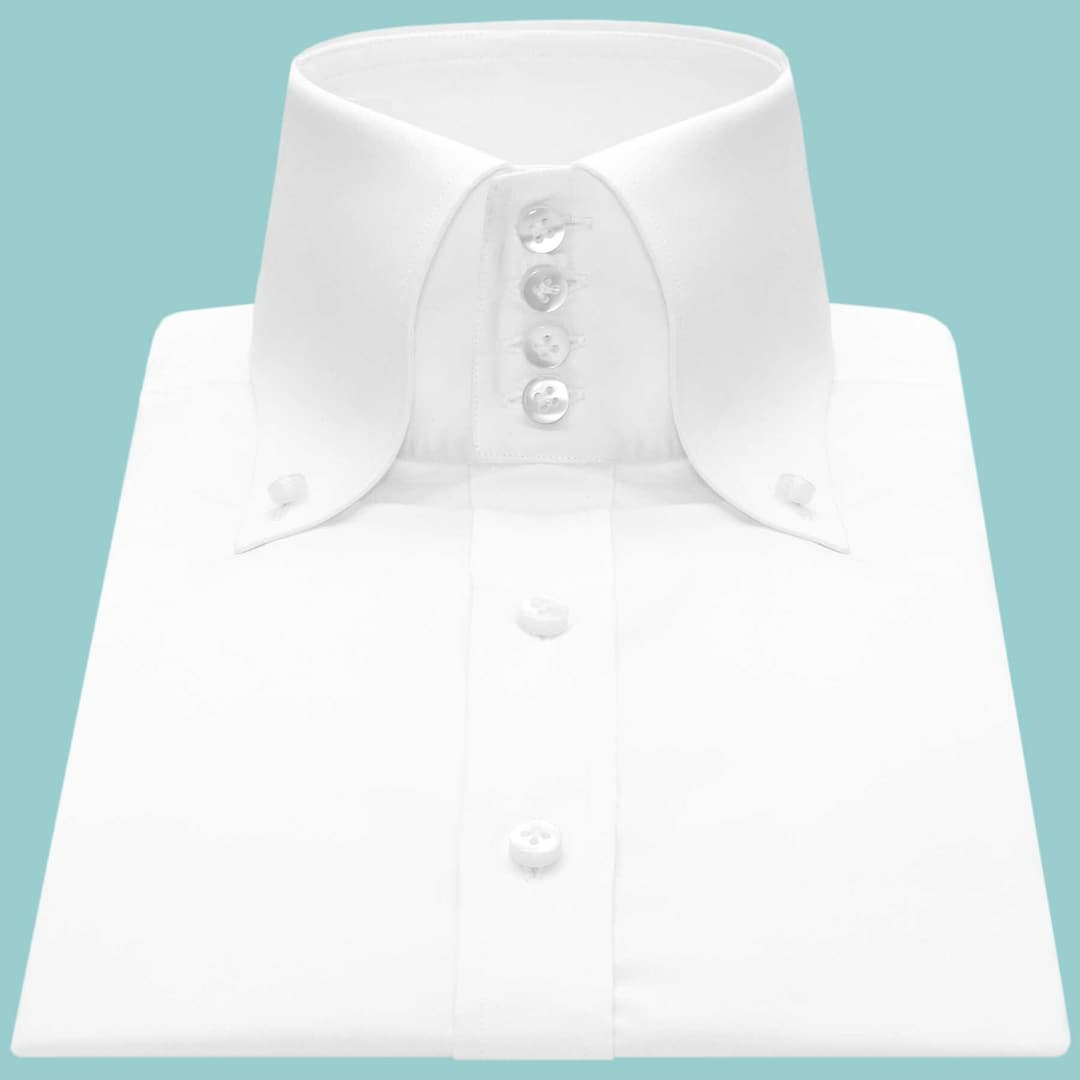 White Button Down Collar Shirt for Men Gift High Collar Shirt High Neck ...