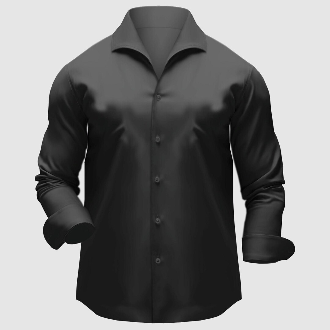 One Piece Cooper Collar Black Men Shirt Open Lapel Tailored Shirt ...