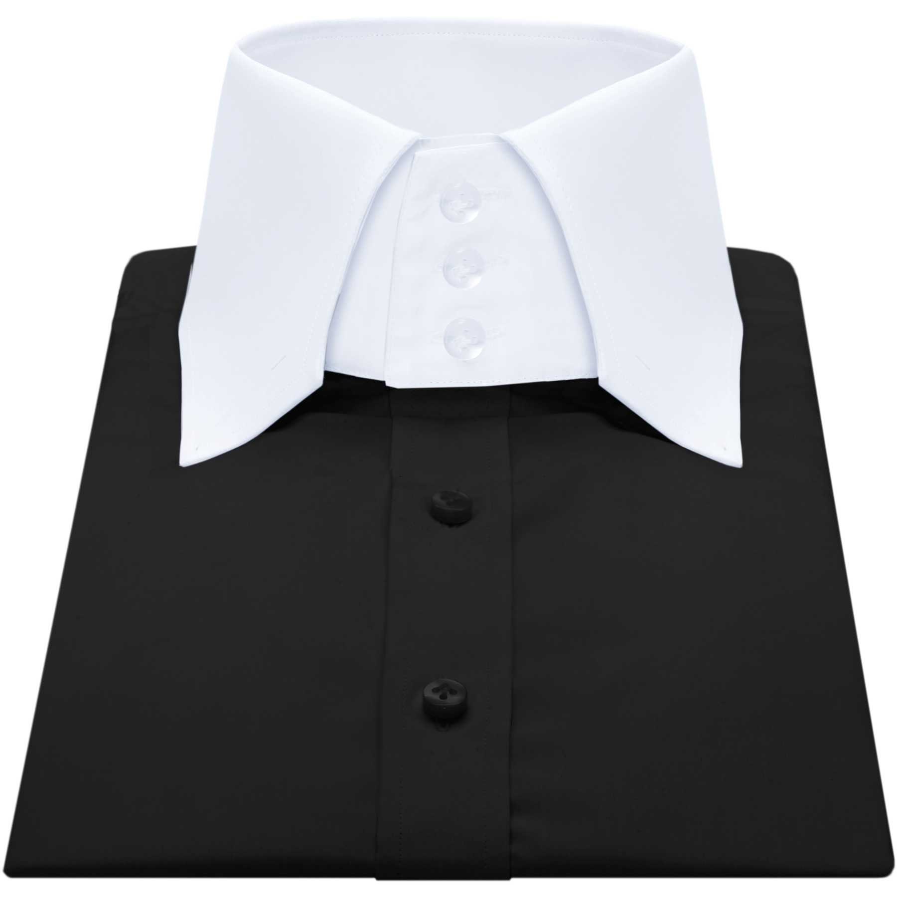 Jet Black Shirt Chisel High Collar Shirt Ozwald Style Shirt - Etsy