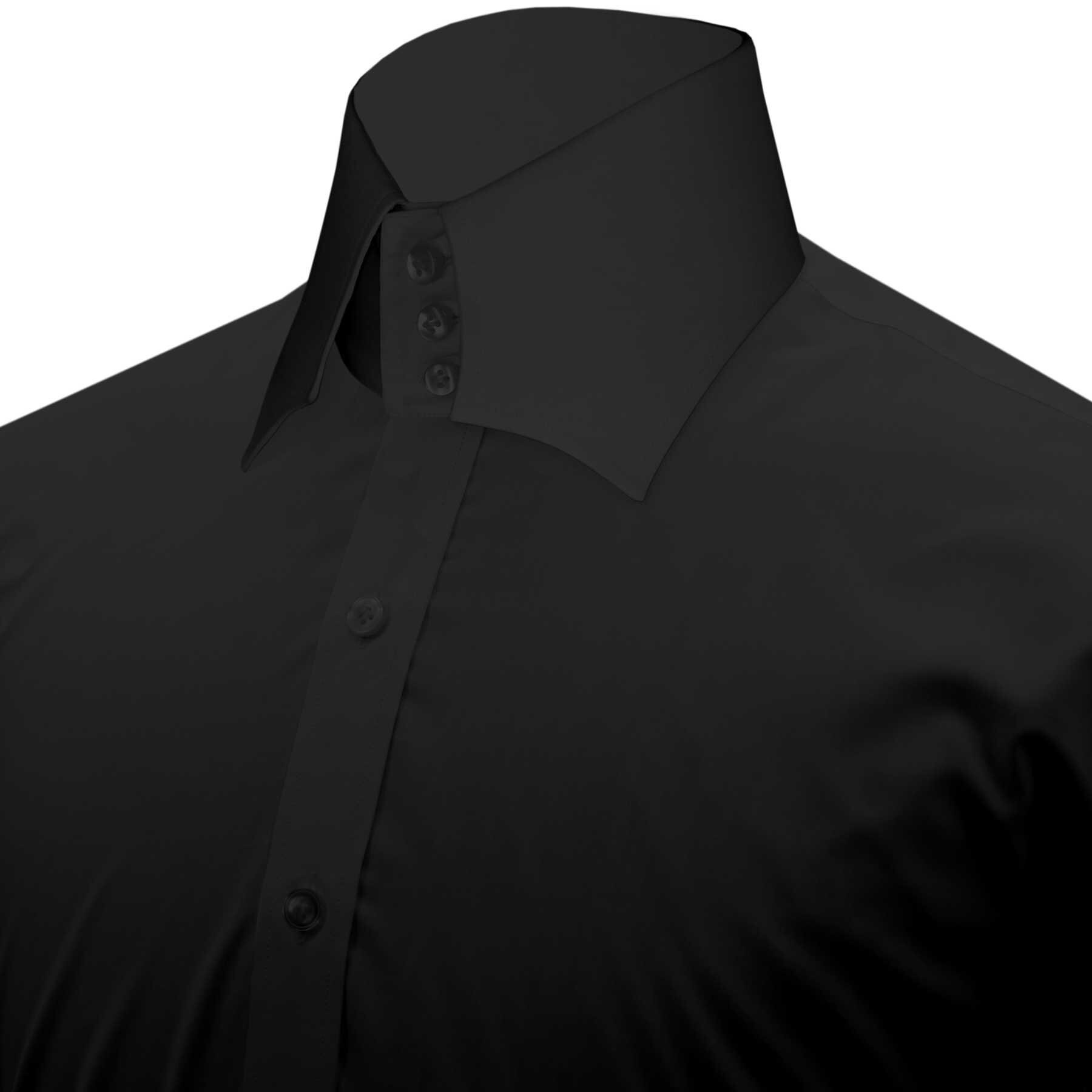 Jet Black Shirt Chisel High Collar Shirt Ozwald Style Shirt - Etsy