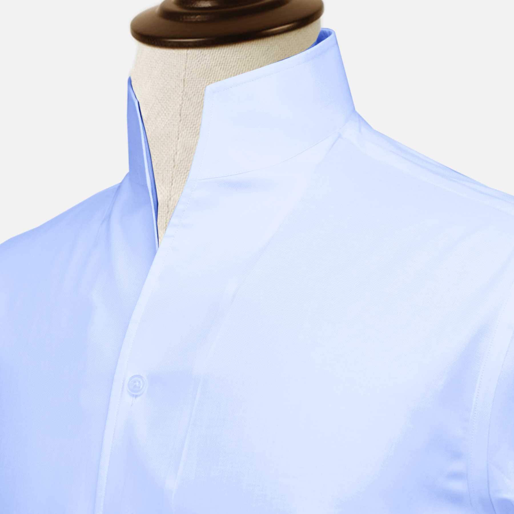 Sky Blue Men Shirt in High Open Collar Shirt Tall Neck Stiff Collar ...
