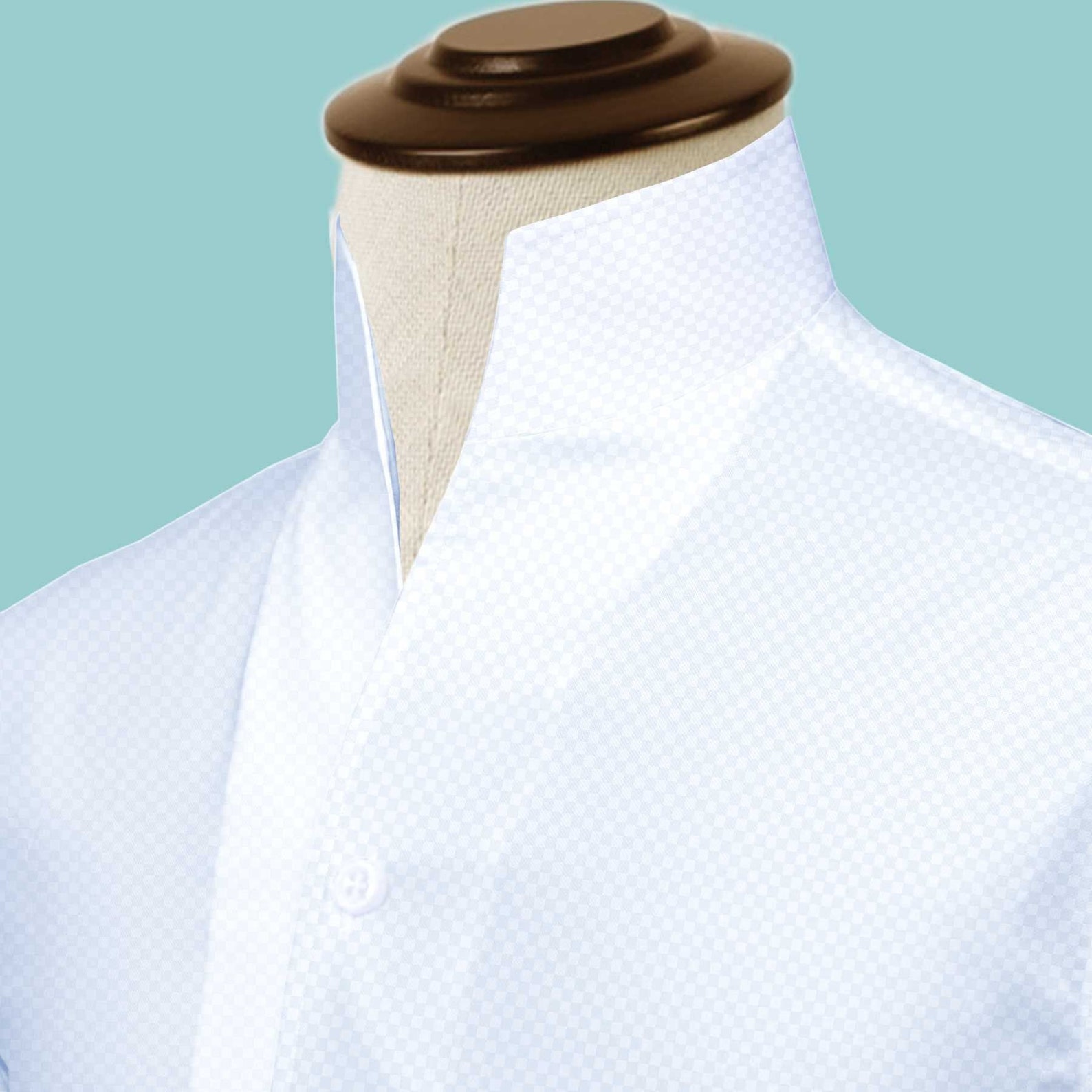 White Checks Men's Shirt High Collar Shirt Buttonless V Collar Shirt ...