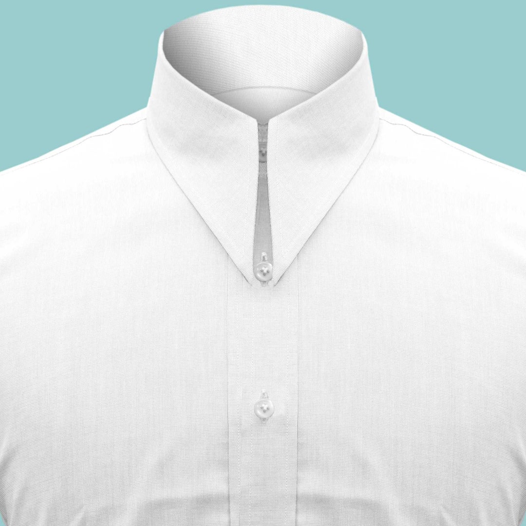 Long Pointed Collar White Men Shirt 50s, 60s, 70s Vintage Dagger Collar ...