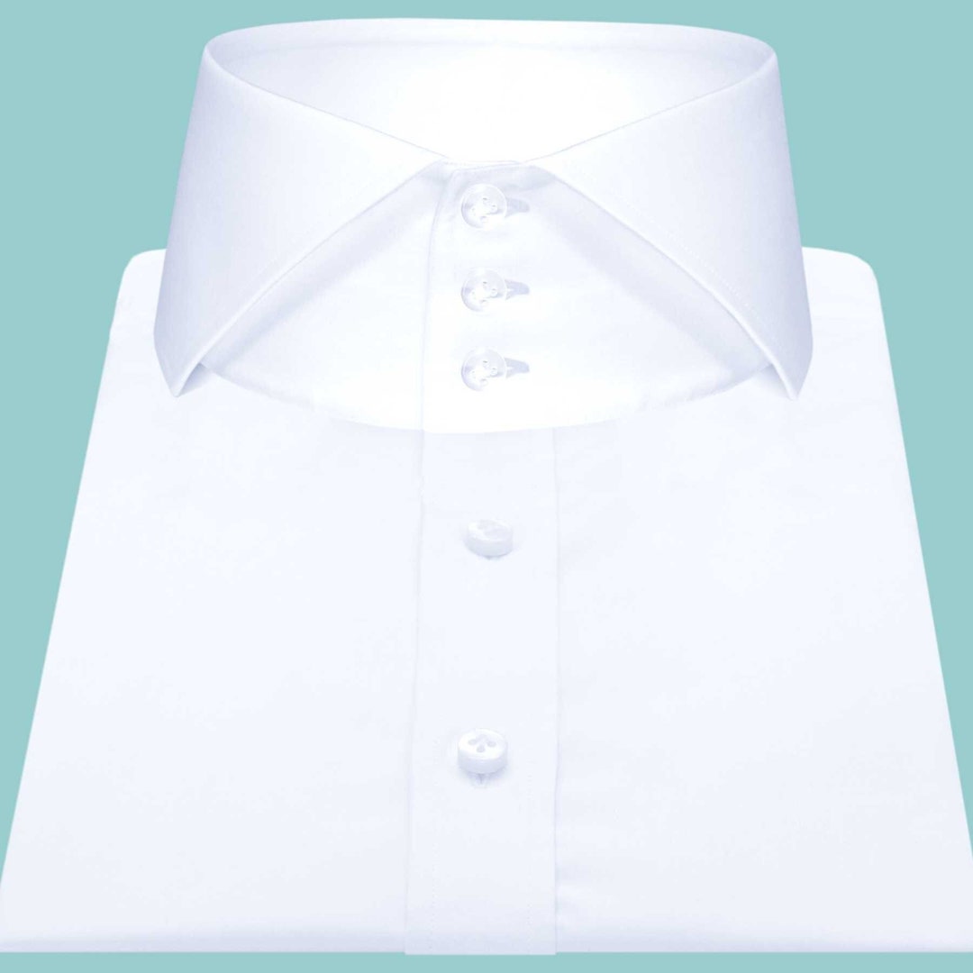 High Cutaway Collar White Men Shirt in Tall Neck Stiff Extreme Italian ...