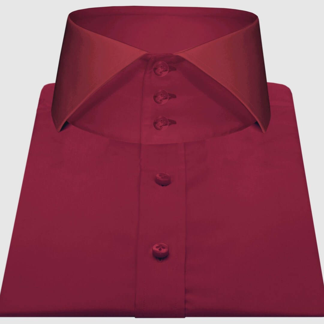 High Cutaway Collar Red Men Shirt in Tall Neck Stiff Extreme Italian ...