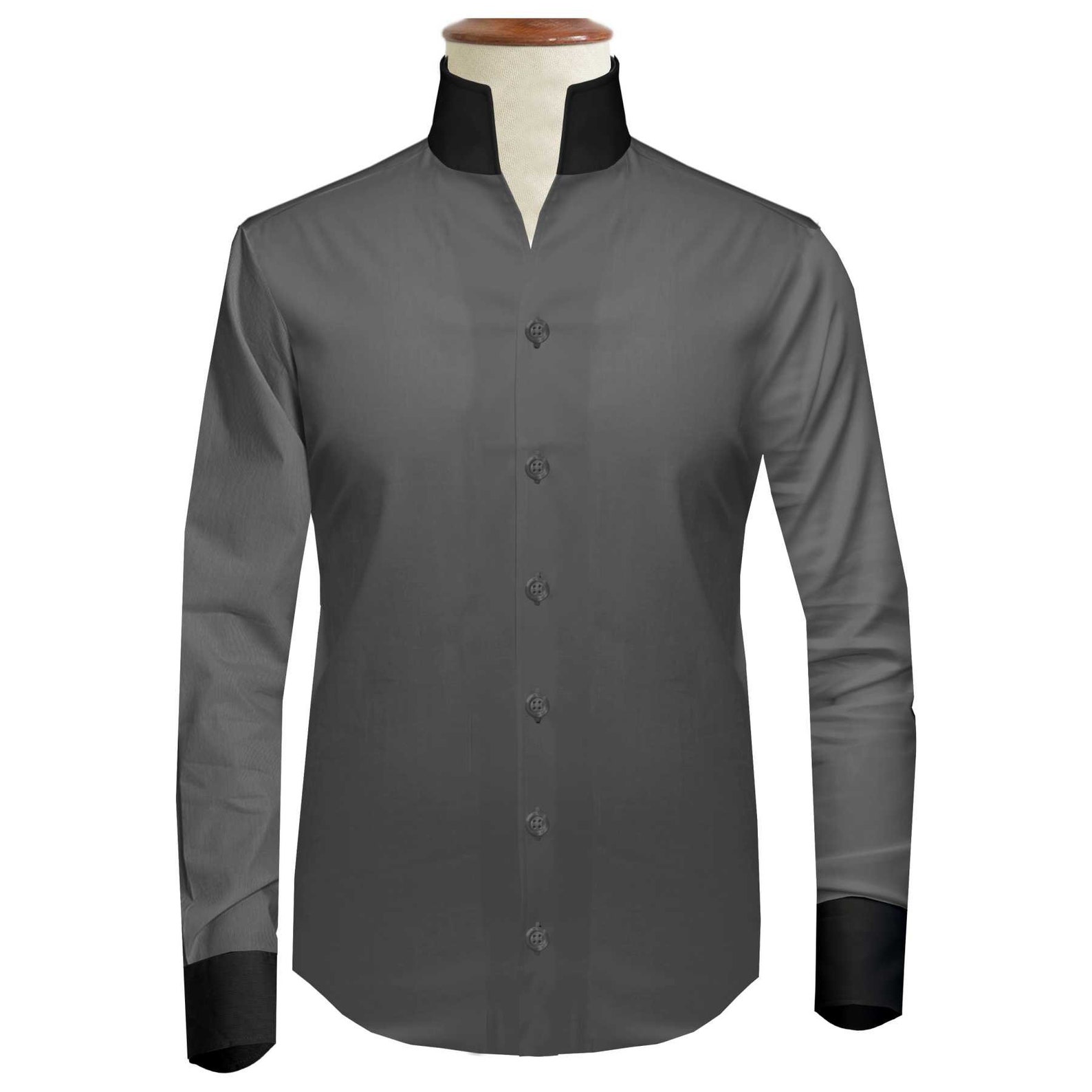 Karl Lagerfeld Style Dark Grey Open Buttonless Collar Shirt Collar Too ...