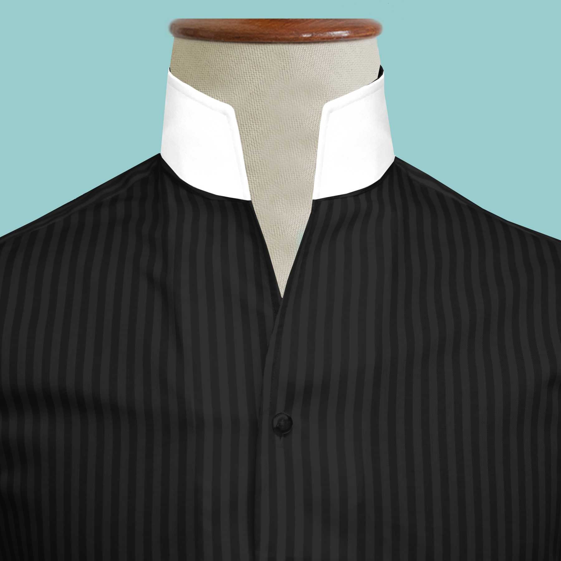 High Standing Open Buttonless Collar Dress Shirt Collar Too High Black ...