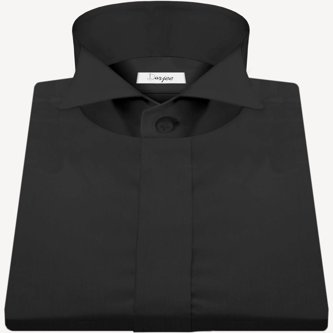 Grafton Collar Men Wing Collar Black Shirt for Wedding Party Wear Dress ...