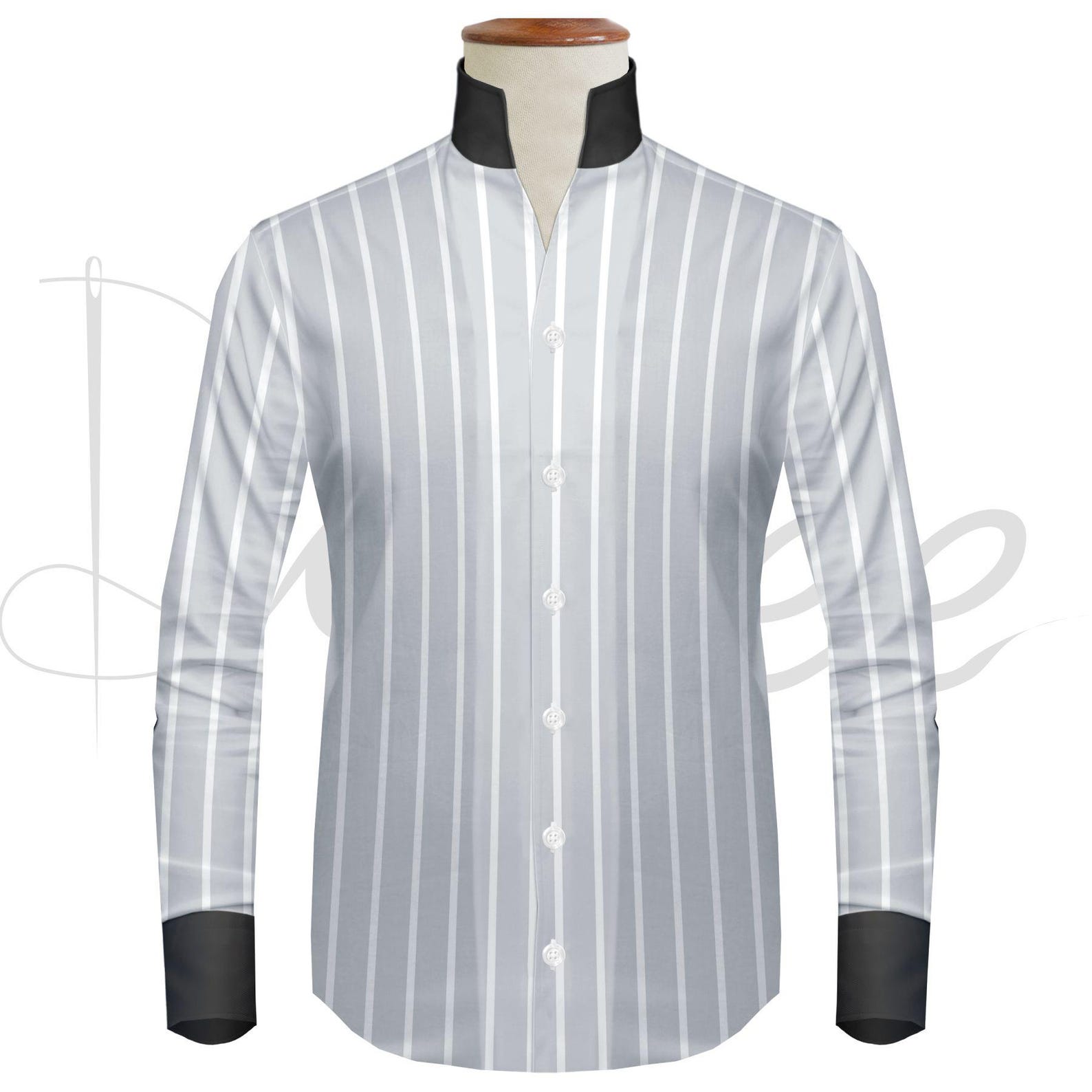 High Standing Open Buttonless Collar Dress Shirt Collar Too High Grey ...