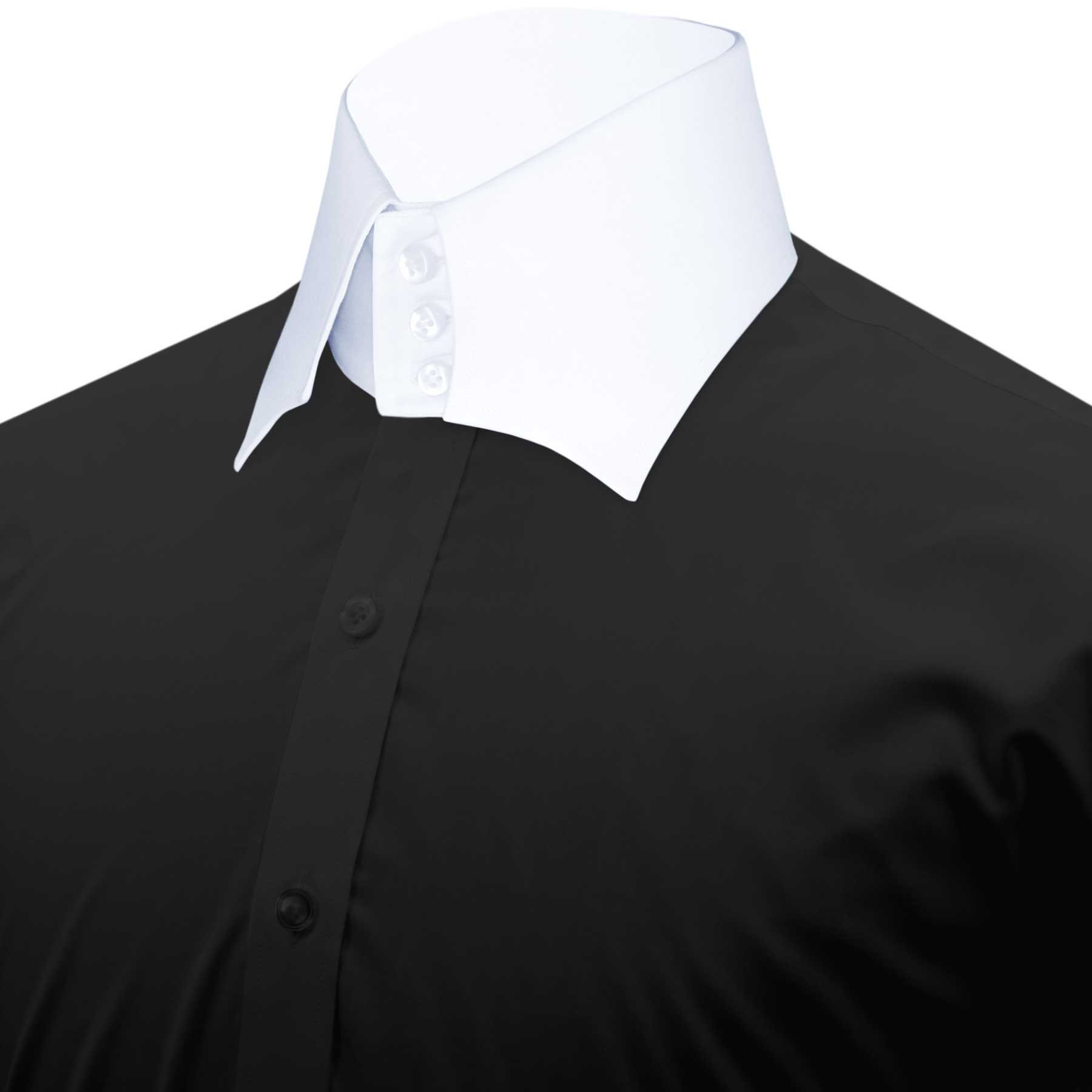 Jet Black Shirt Chisel High Collar Shirt Ozwald Style Shirt - Etsy