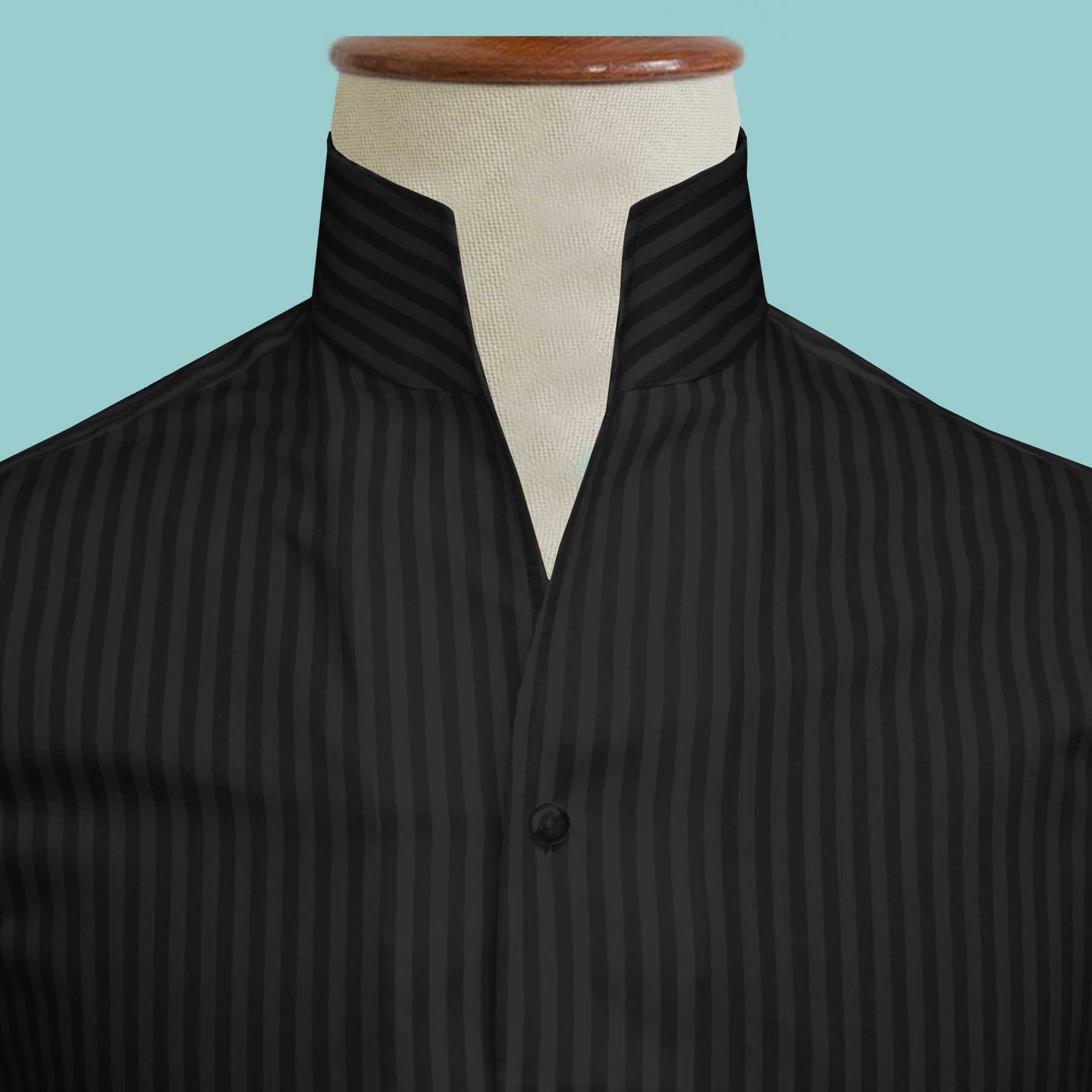 High Standing Open Buttonless Collar Dress Shirt Collar Too High Black ...