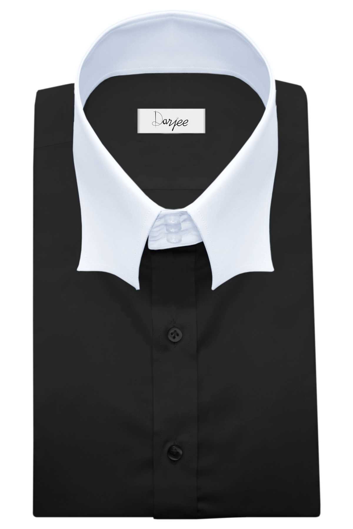 Jet Black Shirt Chisel High Collar Shirt Ozwald Style Shirt - Etsy