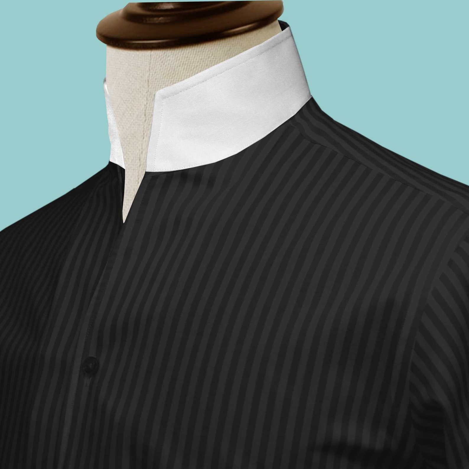 High Standing Open Buttonless Collar Dress Shirt Collar Too High Black ...