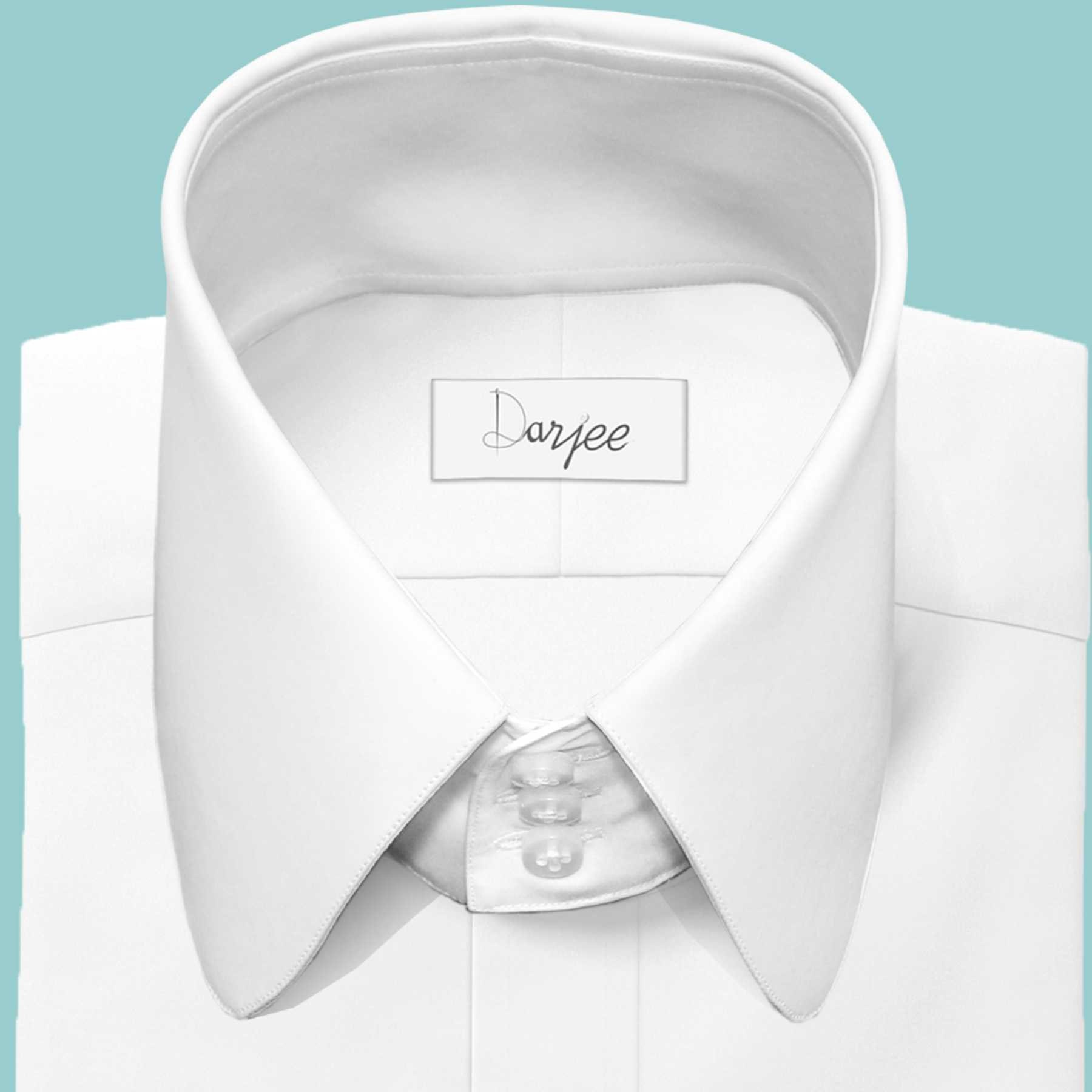 White Mens High Collar Shirt Penny Collar Shirt Round 3" Tall Neck 3 ...