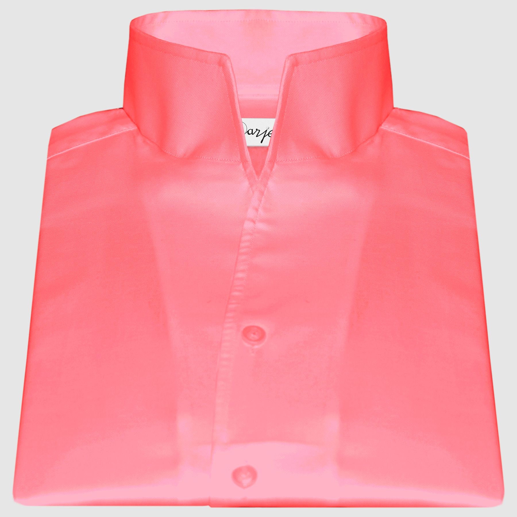 Solid Rose Red Men's Shirt High Collar Shirt Buttonless V Collar Shirt ...