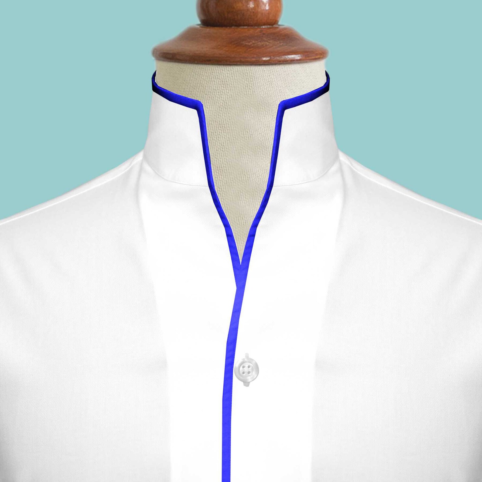 Gift for Men High Collar Shirt Contrasting Trim Tall Neck Chinese Band ...