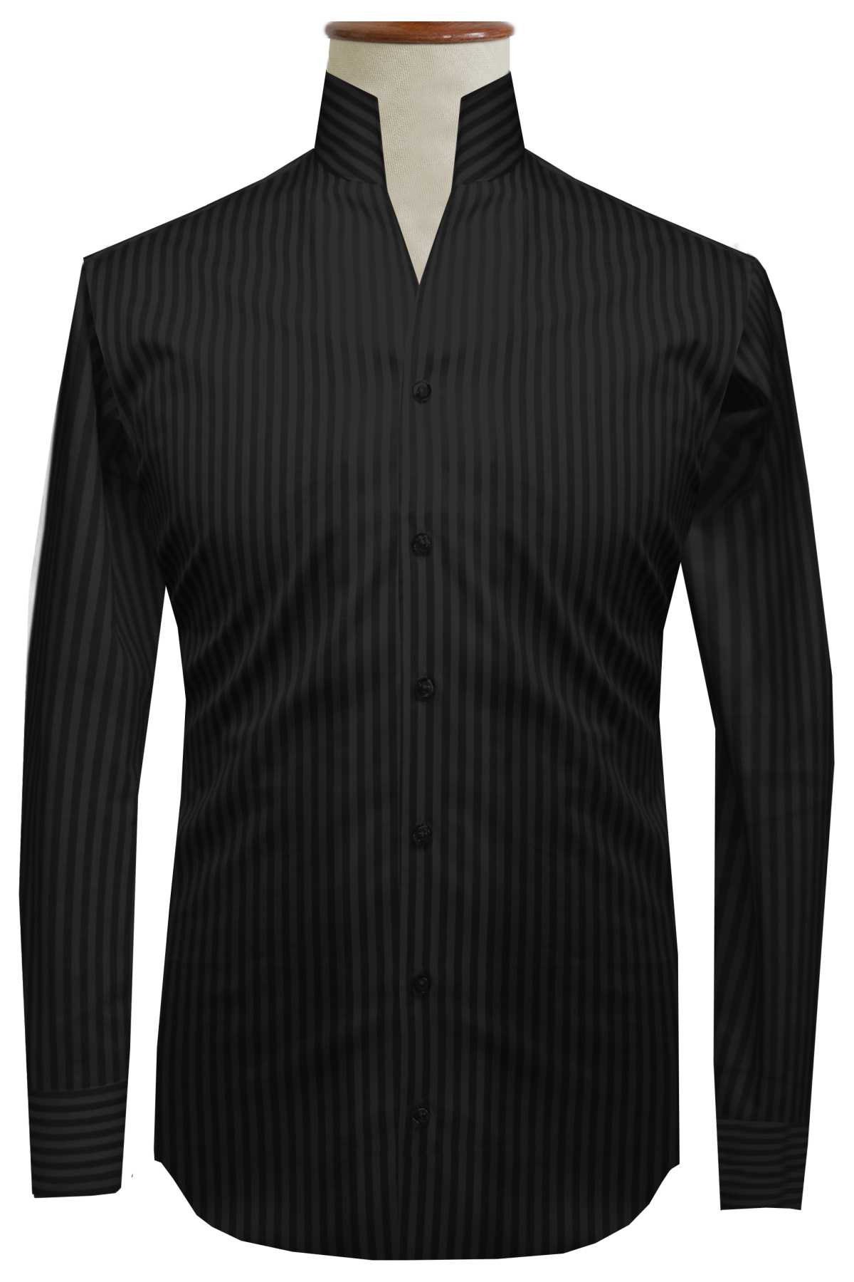 High Standing Open Buttonless Collar Dress Shirt Collar Too High Black ...