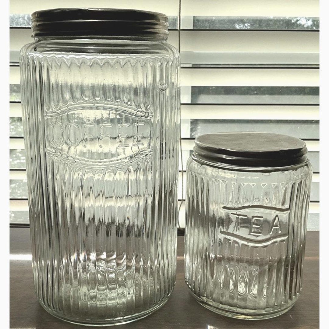 VTG Sneath Hoosier Mission Glass Canister Jar Original Lid Storage ...