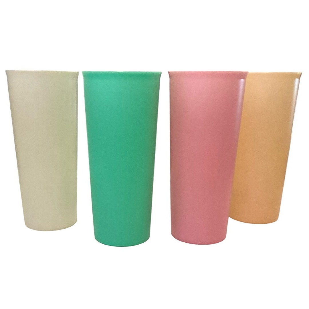 Set of 4 Classic 7" Tupperware Glasses ~ 107-35 & 107-34 Pink Green ...