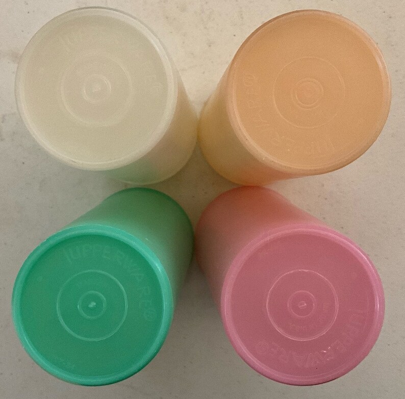 Set of 4 Classic 7 Tupperware Glasses 107-35 & 107-34 Pink Green Cream ...
