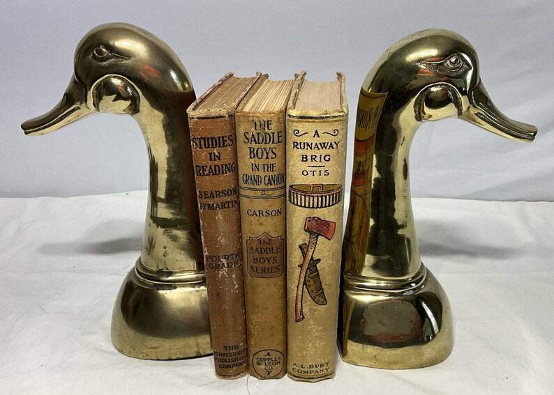 Leonard Silver Co Solid Brass Collection Mallard Head Book Ends 9 Made ...