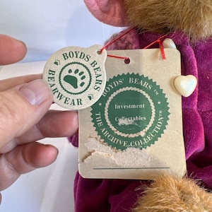 Boyds Bears With Tags ~ BAILEY SPRING 1996 ~ BB Wear Clothing Plum ...