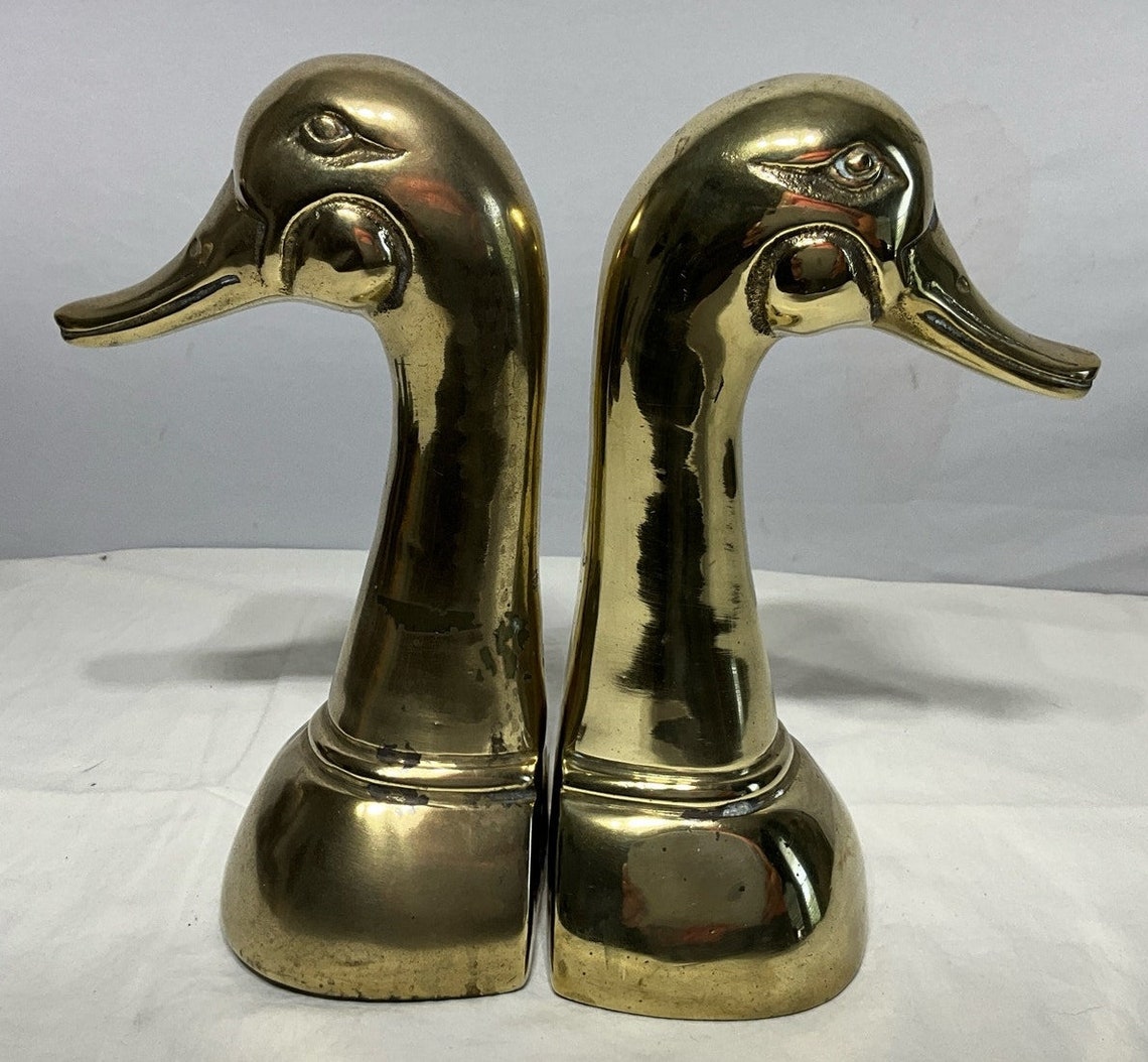 Leonard Silver Co Solid Brass Collection Mallard Head Book Ends 9 Made ...